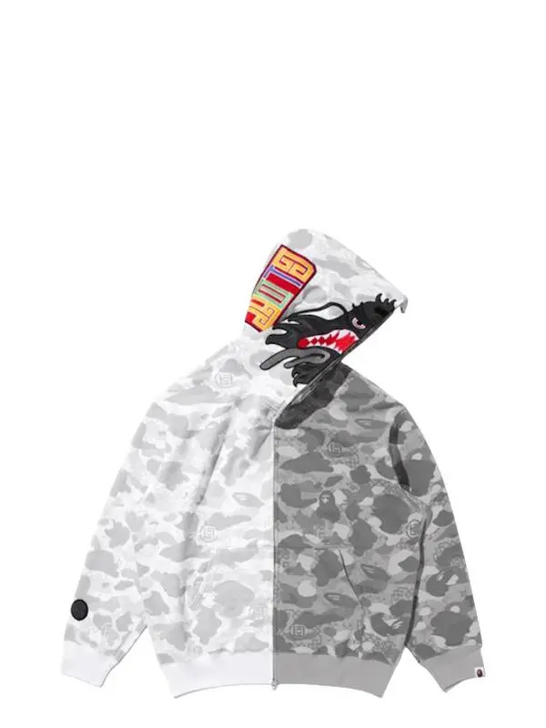 BAPE X Clot Camo Split Relaxed Fit Shark Full Zip Hoodie - Gray