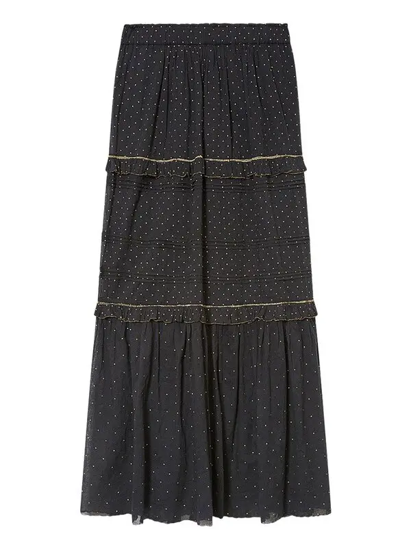 MARANT ETOILE Flared Skirt With Polka Dot Print - Black