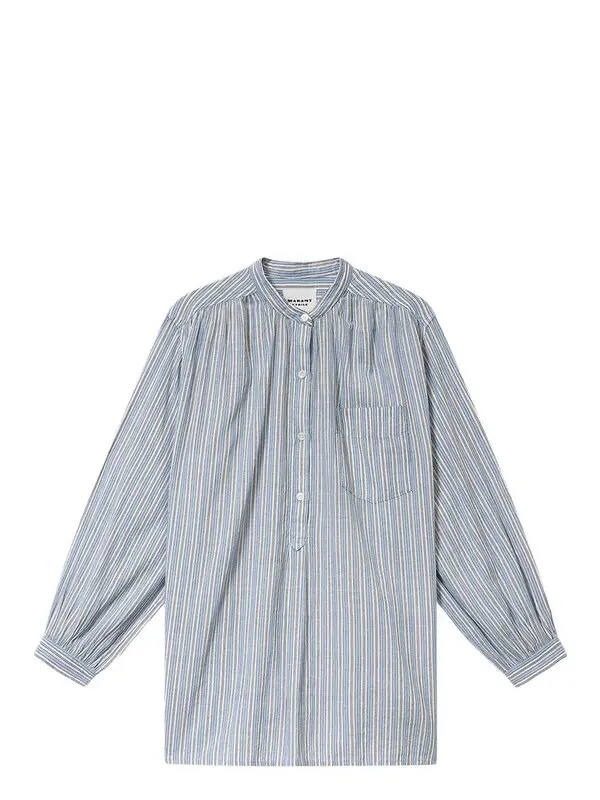 MARANT ETOILE Sapha Striped Cotton Voile Blouse - Blue
