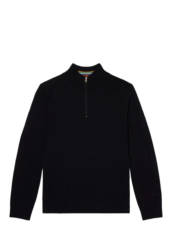 Paul Smith Merino Wool Half-zip Pullover - Black