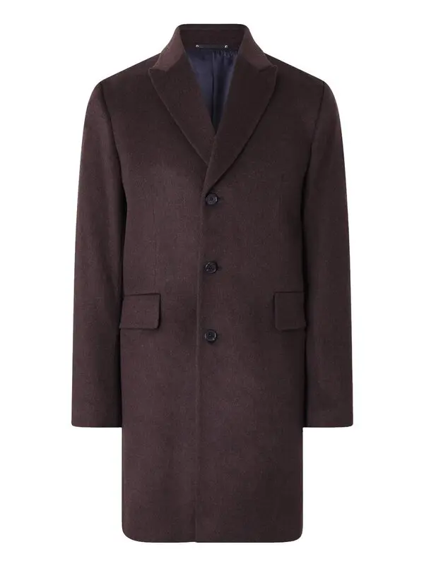 Paul Smith Slim-fit Wool And Cashmere-blend Felt Coat - Brown