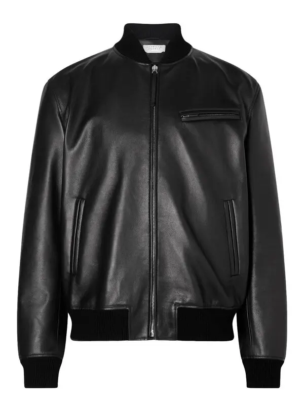 Gabriela Hearst Gregory Leather Bomber Jacket - Black