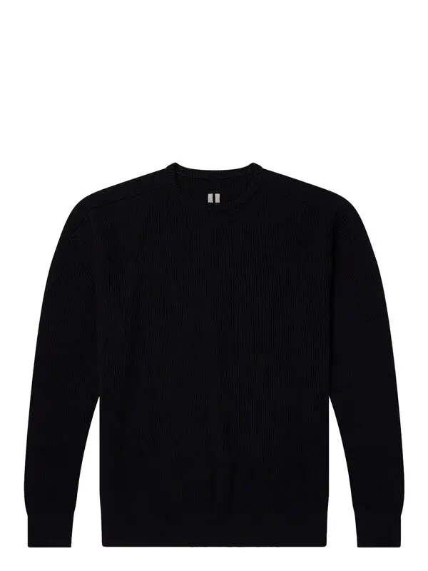 Rick Owens Jumbo Ribbed Virgin Wool Sweater - Black