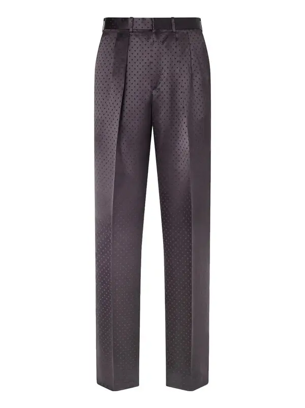 TOM FORD Straight-leg Pleated Polka-dot Satin Tuxedo Trousers - Brown