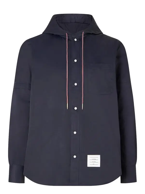 Thom Browne Logo-appliquéd Shell Hooded Jacket - Blue