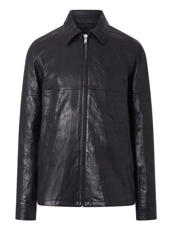 Rick Owens Brad Textured Leather Jacket - Black