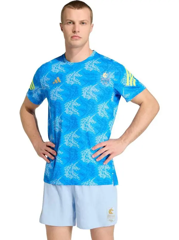 Adidas Boston Marathon 2026 Allover Print Running Tee - Lucid Ray Blue