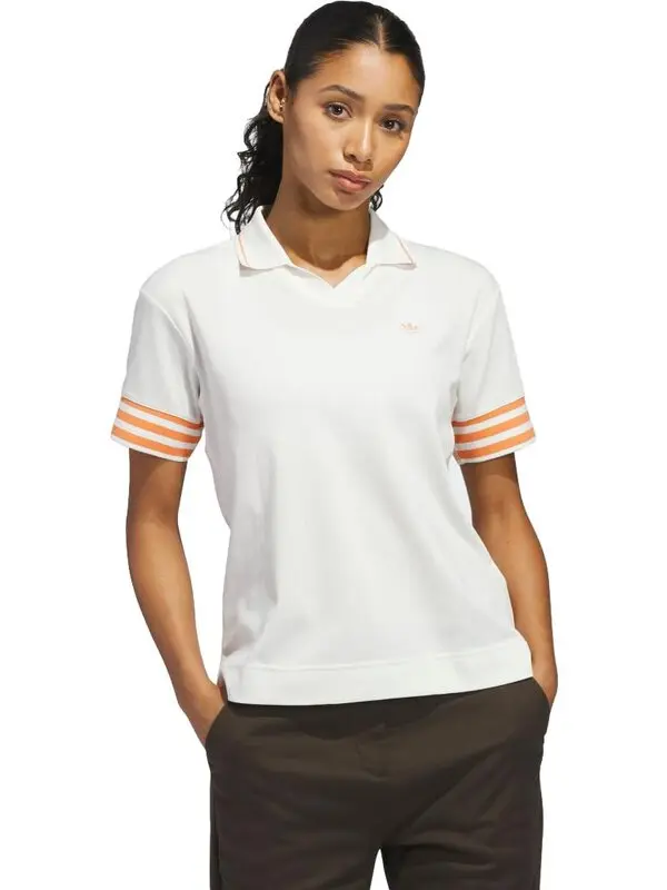 Adidas Originals 3-stripe Polo Shirt - Chalk White / Dusky Orange