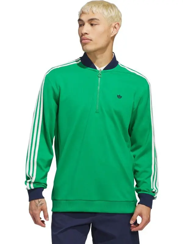 Adidas Originals 3-stripes 1/4 Zip Sweatshirt - Green / Night Indigo