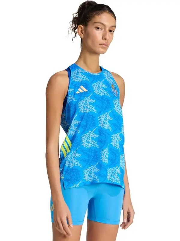 Adidas Boston Marathon 2026 Allover Print Running Tank Top - Lucid Ray Blue