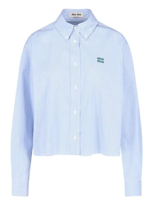 Miu Miu Cotton Poplin Shirt - Light Blue