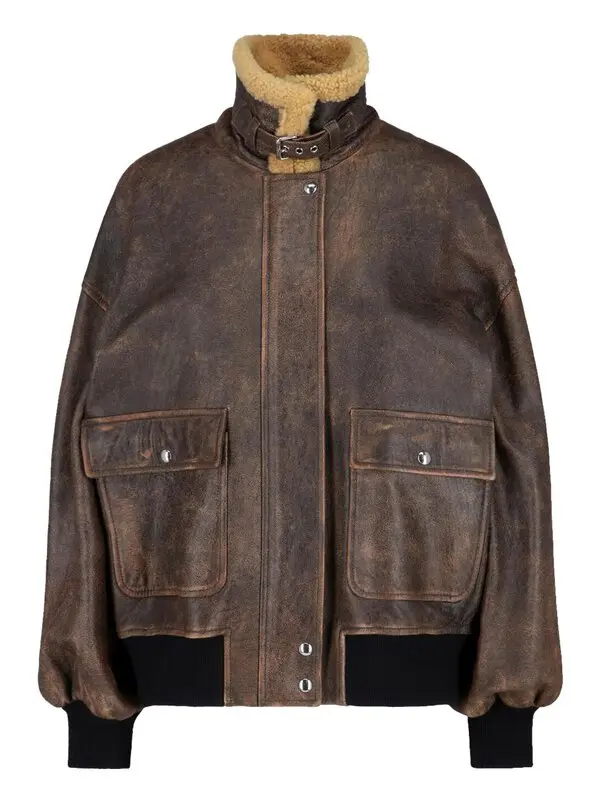 Khaite Sandor Aviator Jacket - Brown