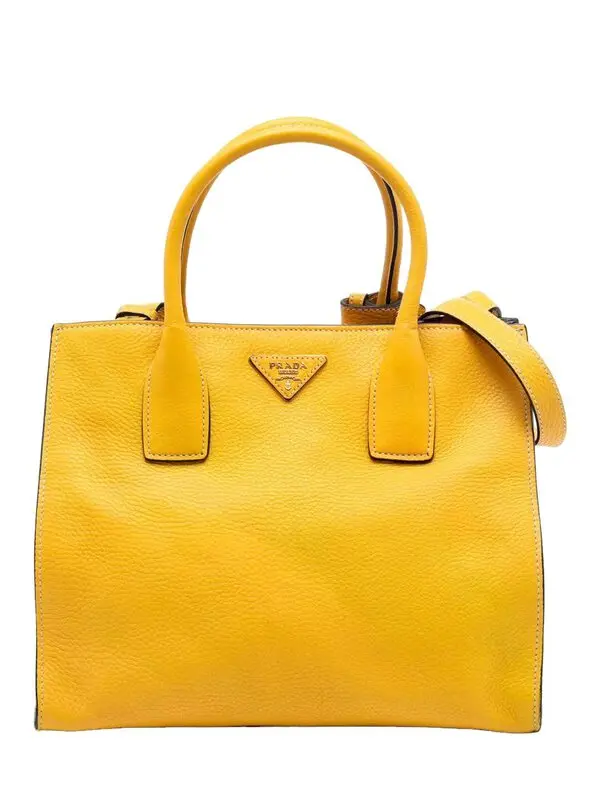 Prada Vittelo Daino Open Convertible Tote Satchel 2010-2025 - Yellow