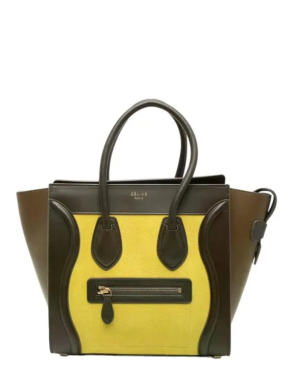 Celine 2014 Micro Tricolor Leather Luggage Tote - Brown