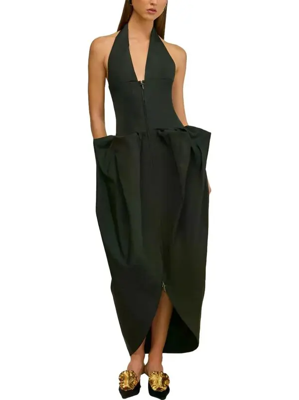 Cult Gaia Samya Taffeta Midi Dress - Black