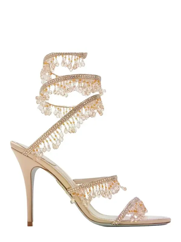 Rene Caovilla 100mm Chandelier Crystal-embellished Sandals - Neutrals