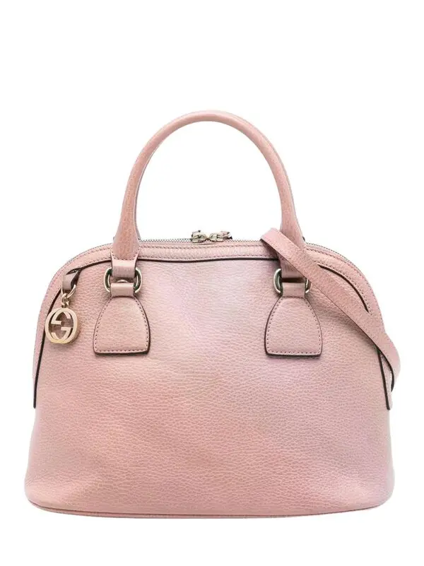Gucci Calfskin Gg Charm Dome Satchel - Pink