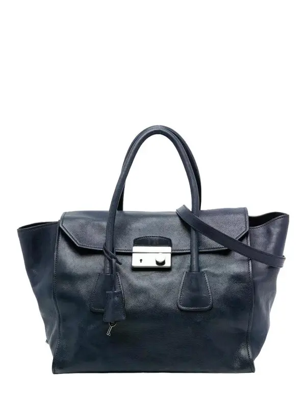 Prada Glace Calf Sound Lock Satchel - Blue