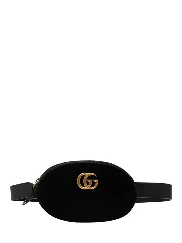 Gucci Gg Marmont Matelasse Velvet Belt Bag - Black