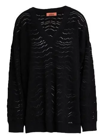 Missoni Knitted V-neck Long Sleeve Sweater - Black