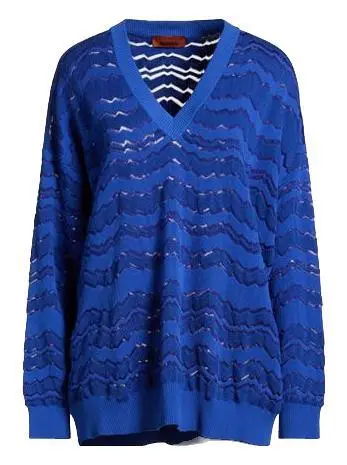 Missoni Knitted V-neck Long Sleeve Sweater - Blue