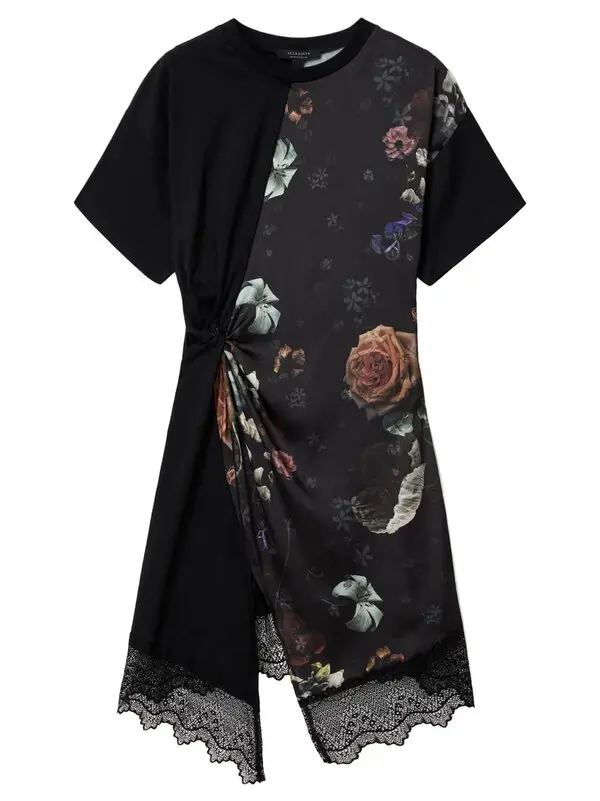 ALLSAINTS Lana Lace Floral Mini Dress - Haze Black