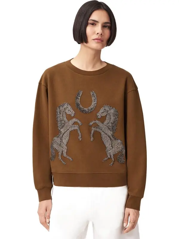 ALLSAINTS Luck Embellished Pippa Sweatshirt - Brown