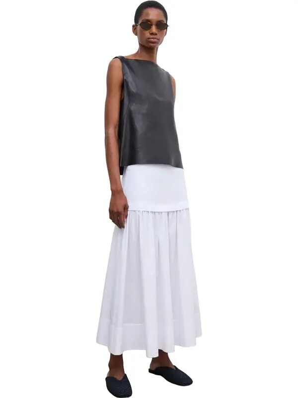 HOUSE OF DAGMAR Cotton Poplin Maxi Skirt - White