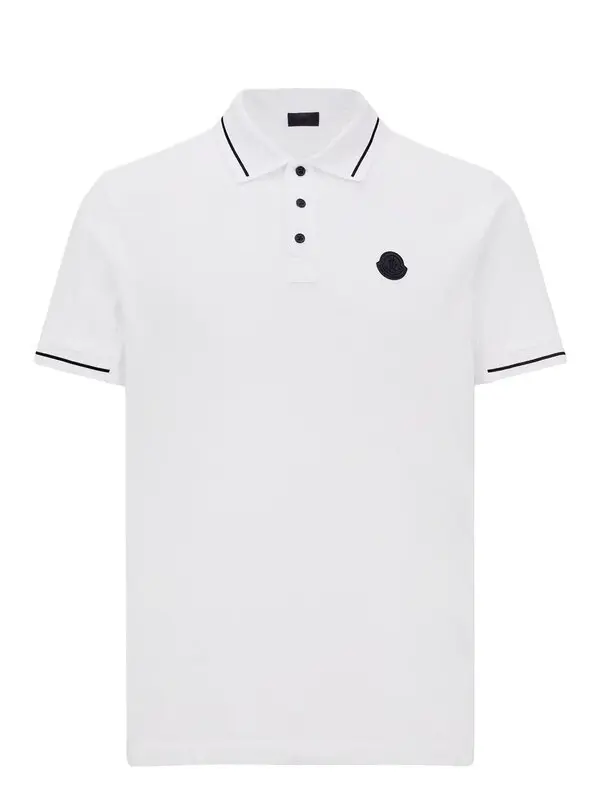 Moncler Cotton Polo Shirt With Logo Patch - White