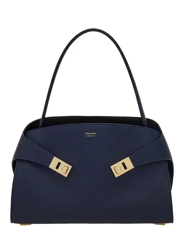 FERRAGAMO Leather Hug Shoulder Bag - Blue