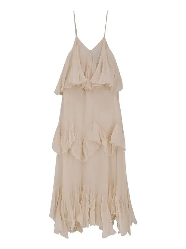 MES DEMOISELLES Viscose Long Dress - Beige