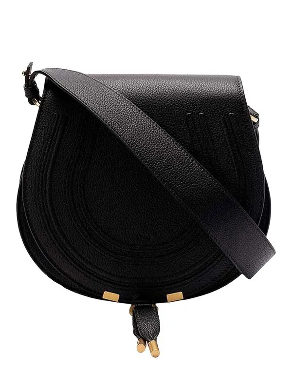 Chloé Marcie Saddle Leather Crossbody Bag - Black
