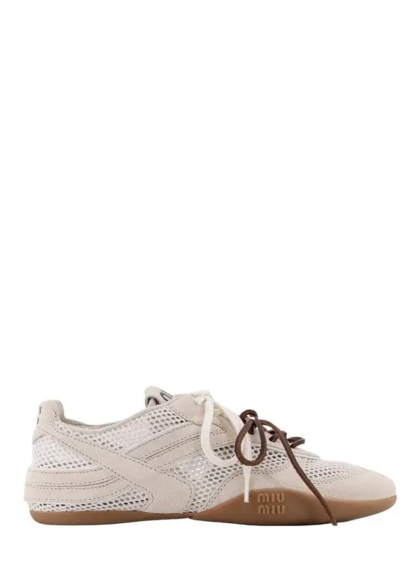 Miu Miu Mesh And Suede Sneakers - Grey