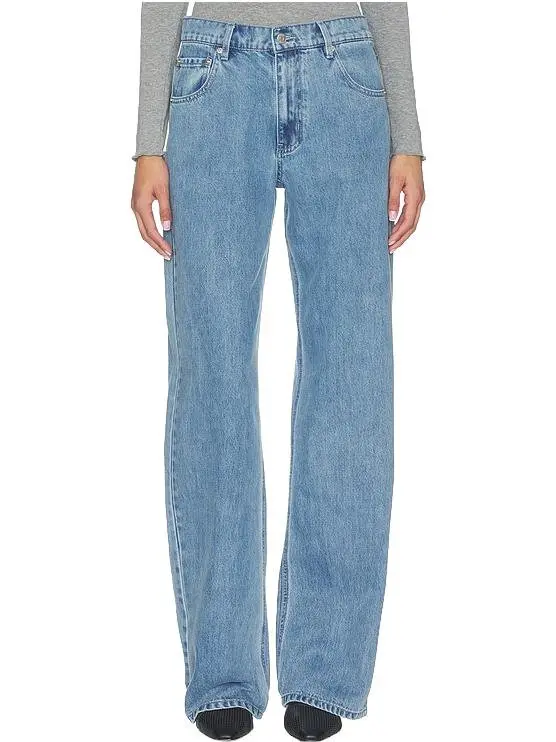 MOTHER OF ALL Hedi Low Waist Wide Leg Jeans - Light Denim