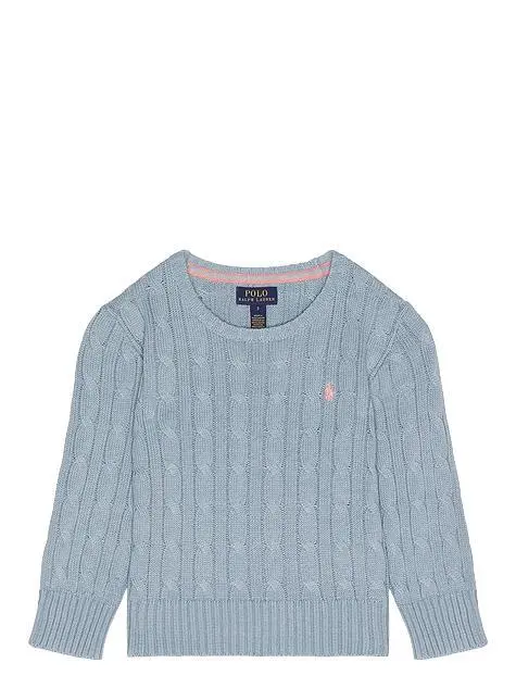 Polo Ralph Lauren Long Sleeve Cotton Cable Knit Crewneck Sweater - Vessel Blue
