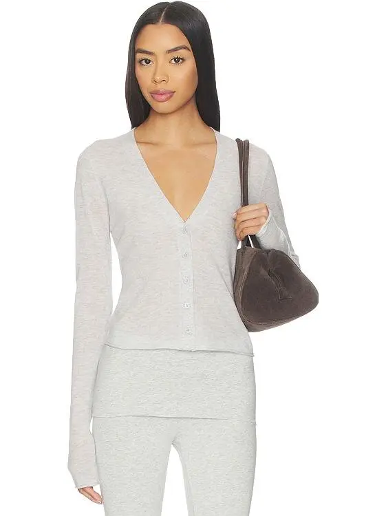 SKIMS Sheer Cashmere Cardigan - Light Heather Grey