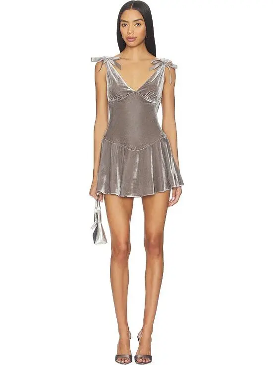 GUIZIO Bow Detail Mini Dress - Gunmetal