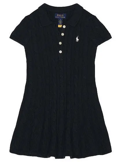 Polo Ralph Lauren Short Sleeve Cotton Cable Knit Polo Dress - Rl Navy With Cream