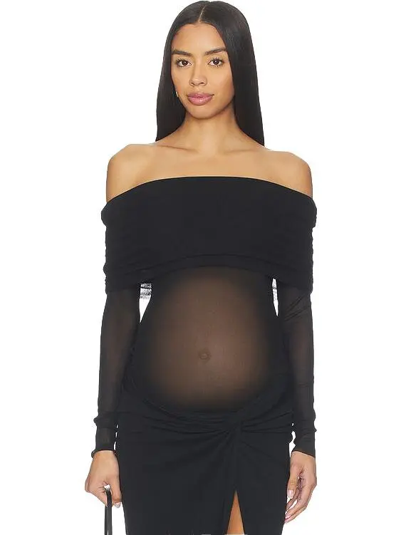 BUMPSUIT Off The Shoulder Soft Mesh Top - Black