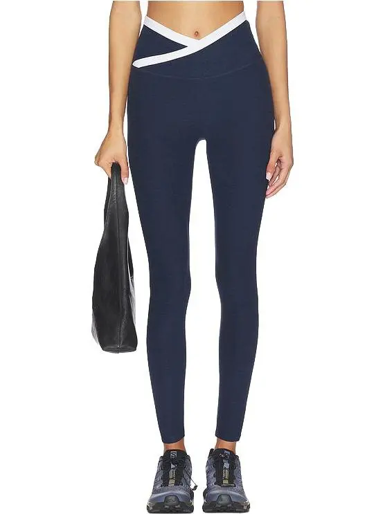 Beyond Yoga Spacedye Outlines High Waisted Midi Legging In Navy - Nocturnal Navy
