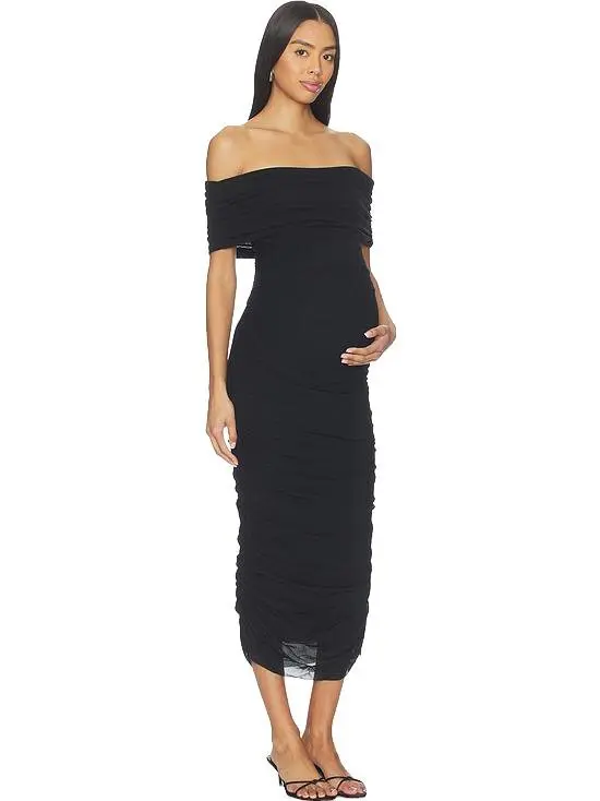BUMPSUIT Sleeveless Off The Shoulder Mesh Dress - Black