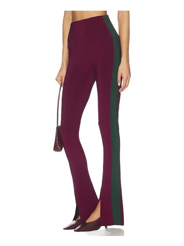 Norma Kamali Side Stripe Spat Legging - Plum & Dark Emerald