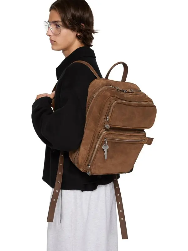 Acne Studios Camero Gym Suede Backpack - Cognac Brown