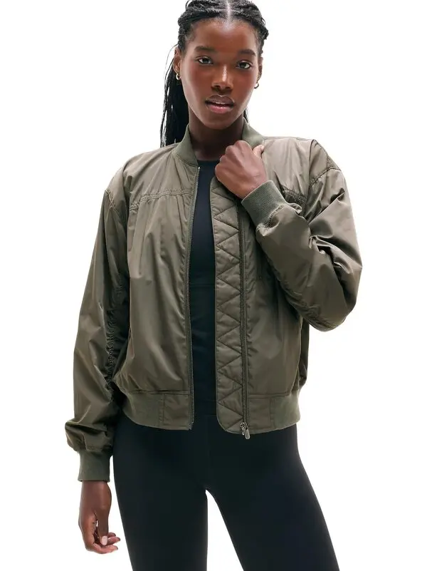 Athleta Citybound Bomber Jacket - Mountain Olive