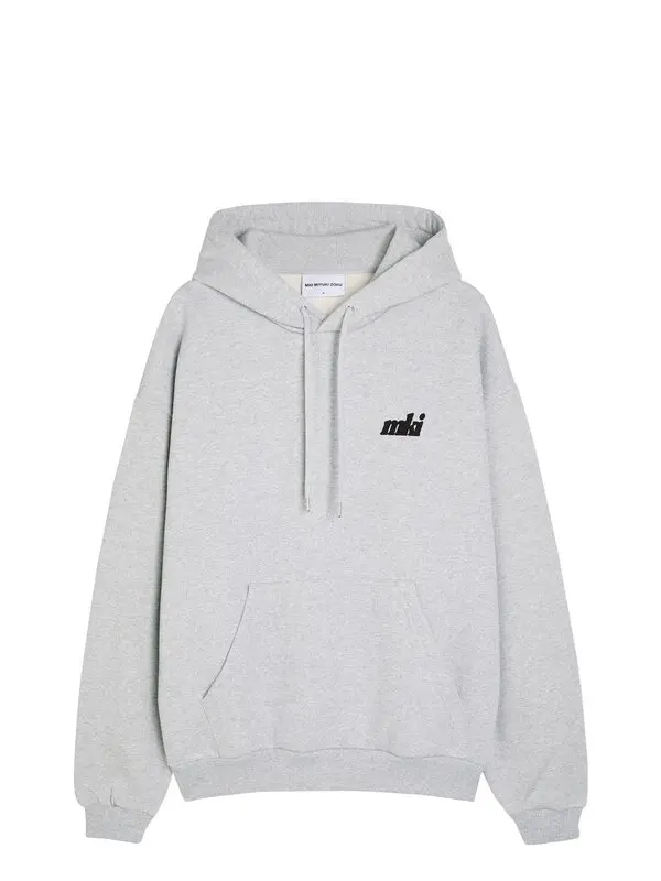 MKI MIYUKI ZOKU Logo-print Cotton-blend Hooded Sweatshirt - Grey