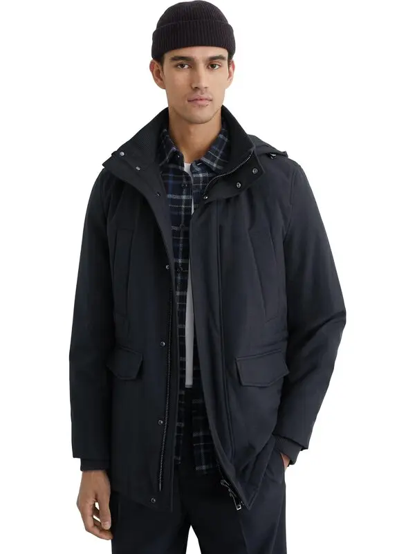 REISS Lord Hooded Zip-through Padded Coat - Navy