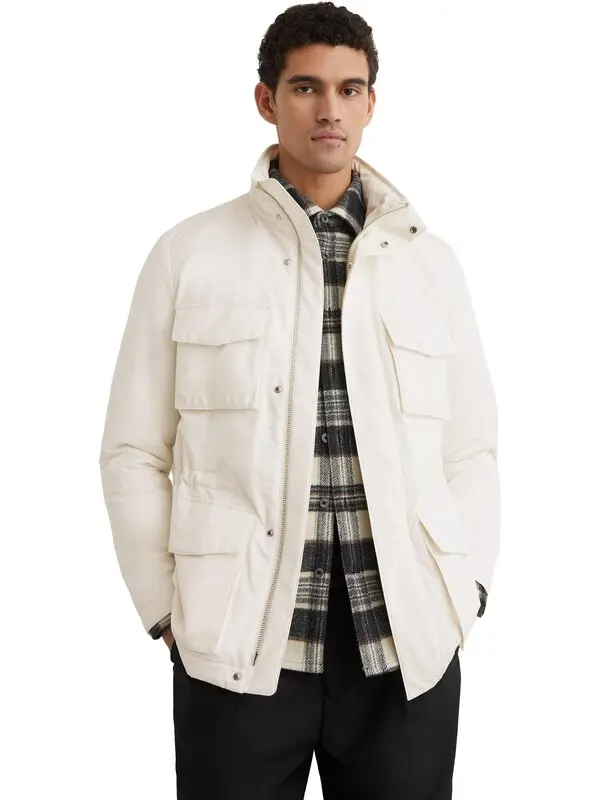 REISS Cotton-blend Padded Four-pocket Jacket - Stone