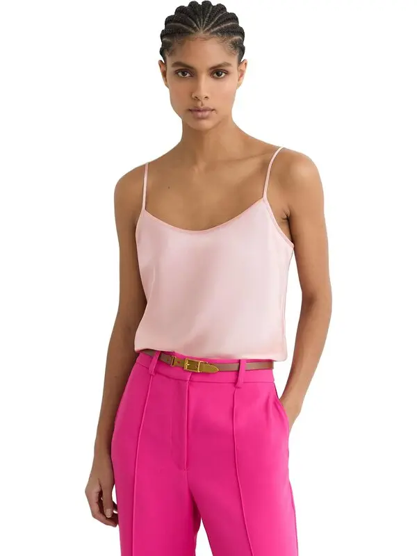 REISS Corey Silk Cami Top - Pink