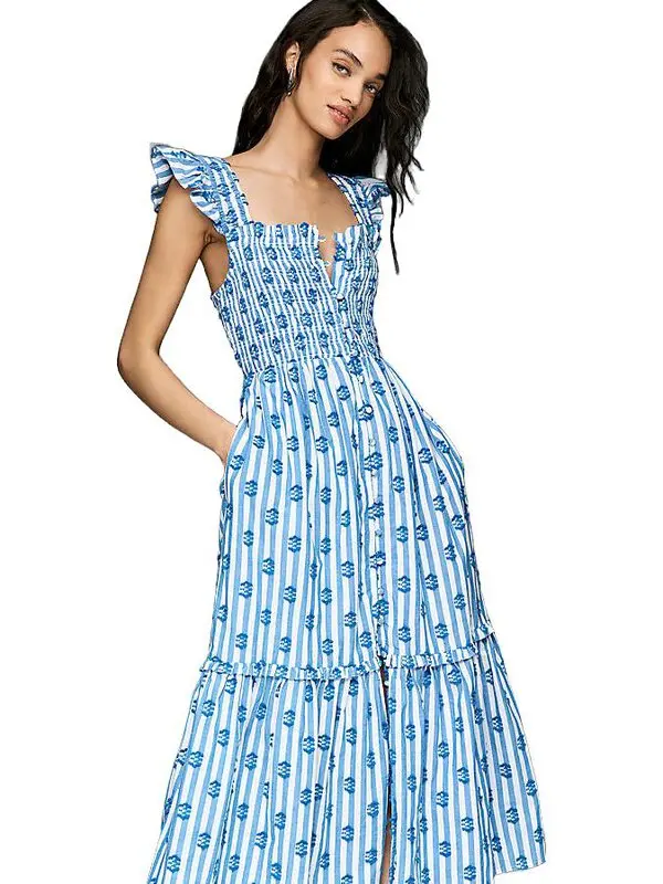 Anthropologie The Peregre Midi Dress - Blue & White Stripe