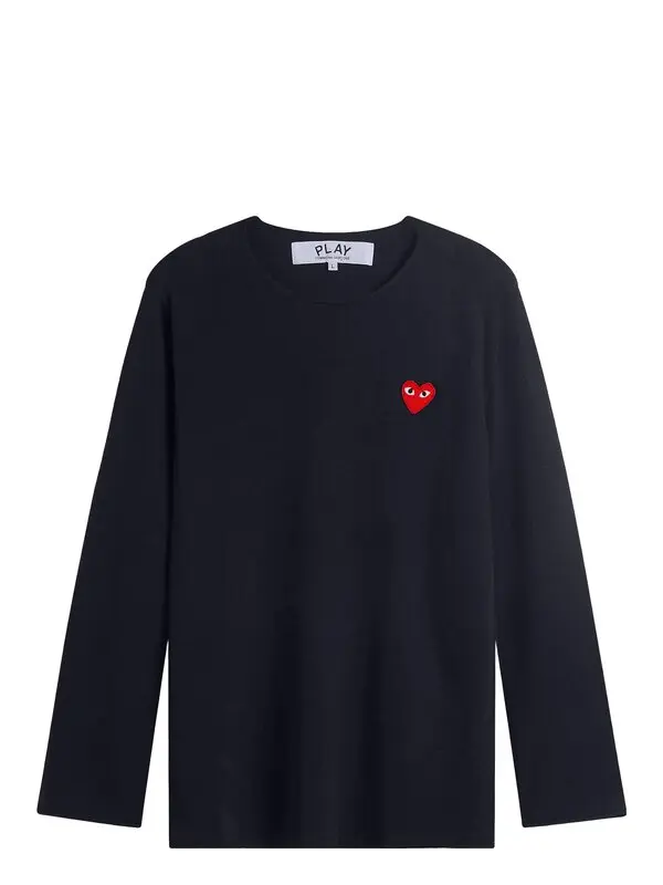 Play Comme Des Garcon Red Emblem Knit Sweater - Navy